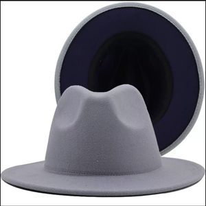 Accessories | Gray With Navy Blue Fedora Hat | Poshmark